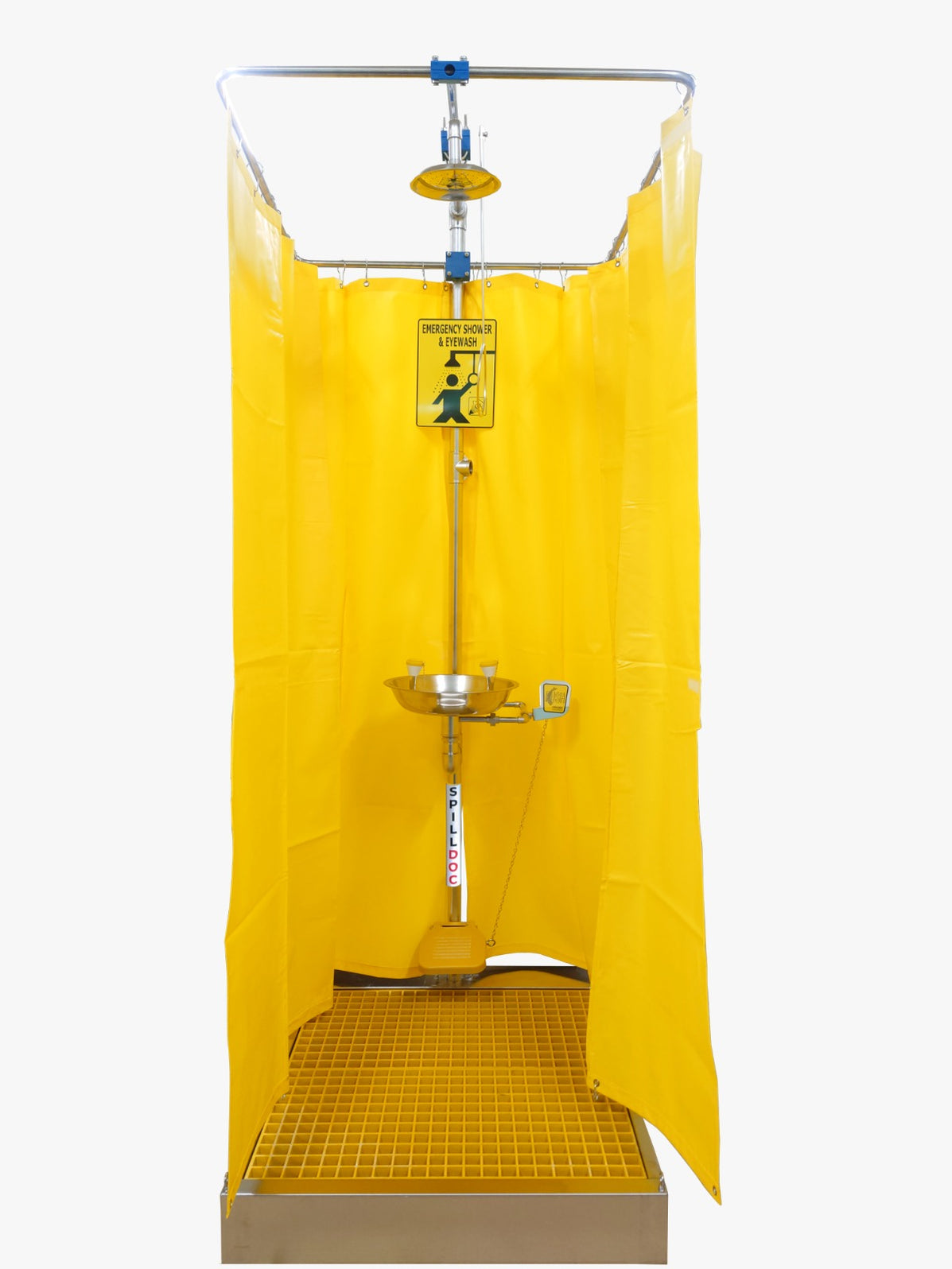 Spilldoc Curtain Booth Type Emergency Shower & Eyewash Station with wa ...