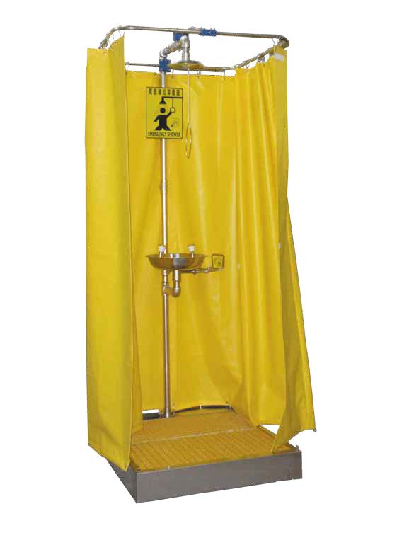 Spilldoc Curtain Booth Type Emergency Shower & Eyewash Station with wa ...